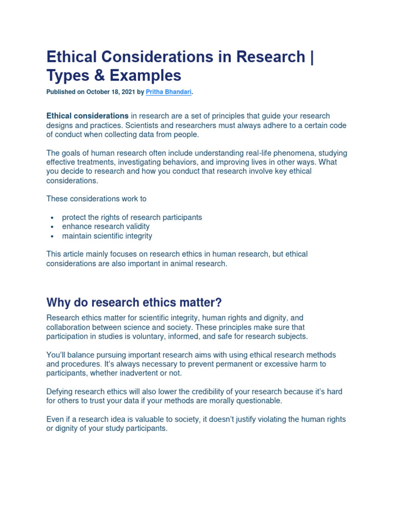 Ethical Considerations in Research | PDF | Institutional Review Board ...