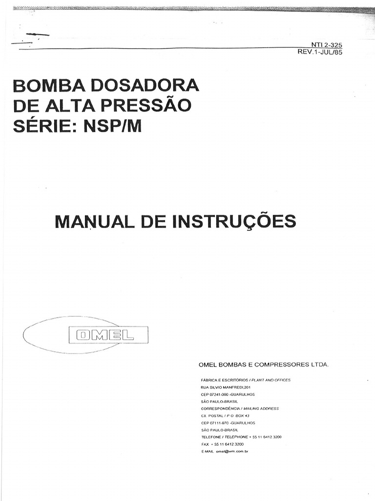 Bomba Dosadora de Alta Pressão NSP - M | PDF