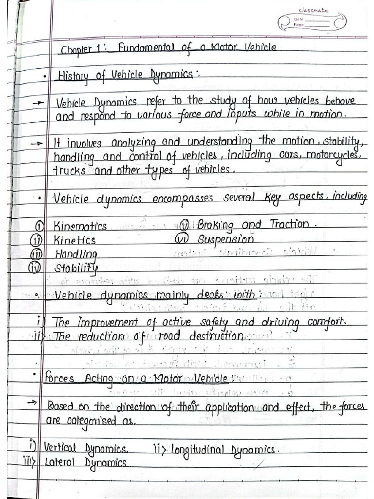 Vehicle Dynamics NOTE | PDF