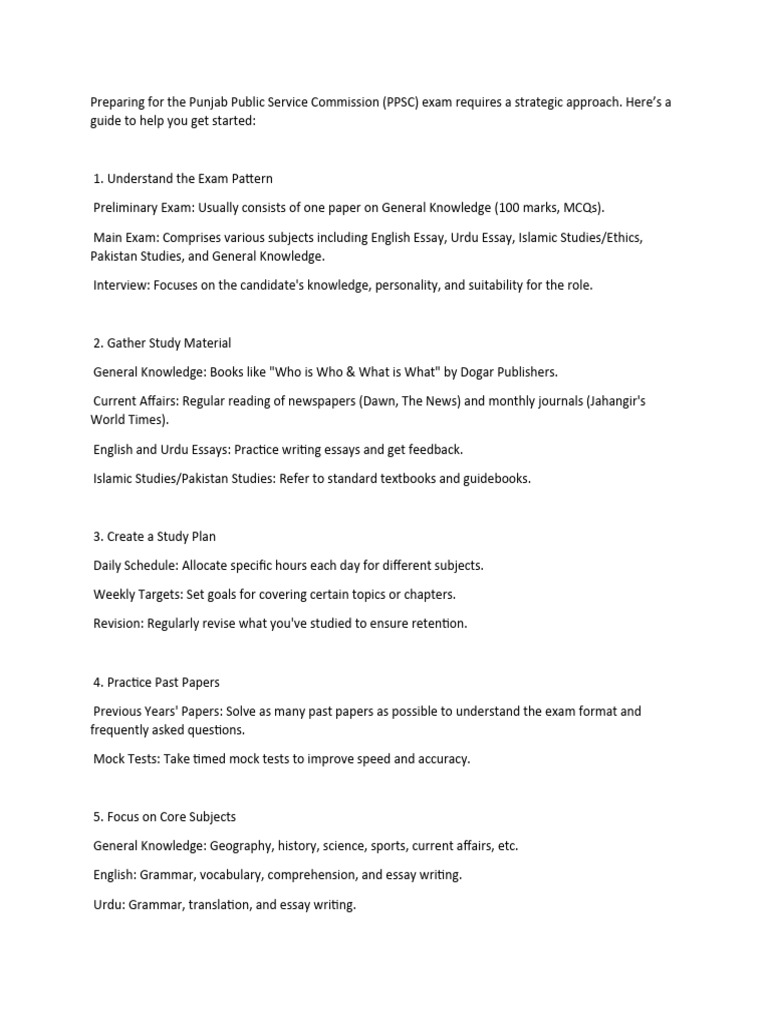 PPSC Exam Preparation Guide | PDF | Knowledge | Essays