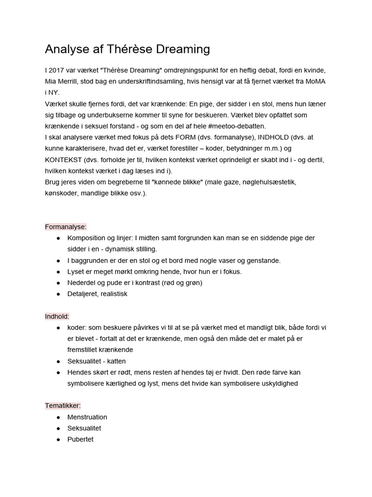 Analyse Af Thérèse Dreaming | PDF