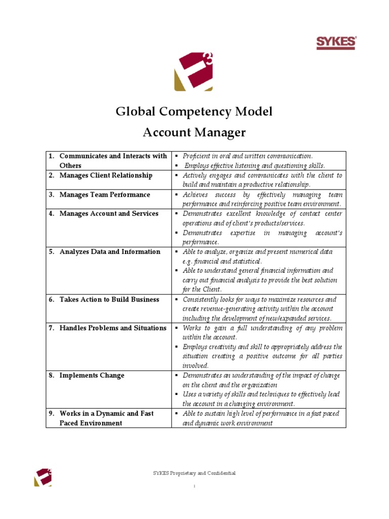 Global Account Manager Competency Model - SOE | PDF | Competence (Human ...