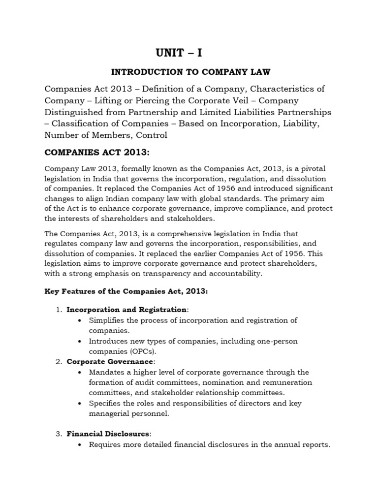 Overview of Company Law 2013 | PDF | Limited Liability Partnership ...
