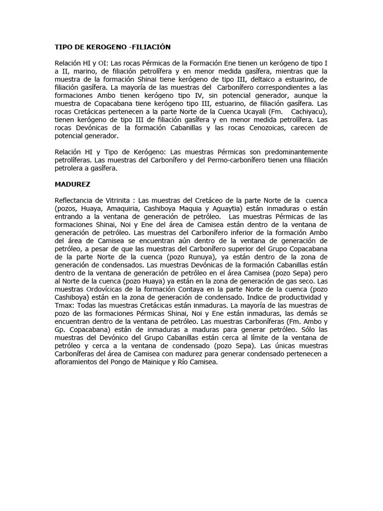 09_TIPO DE KEROGENO | PDF | Petróleo | Combustibles fósiles
