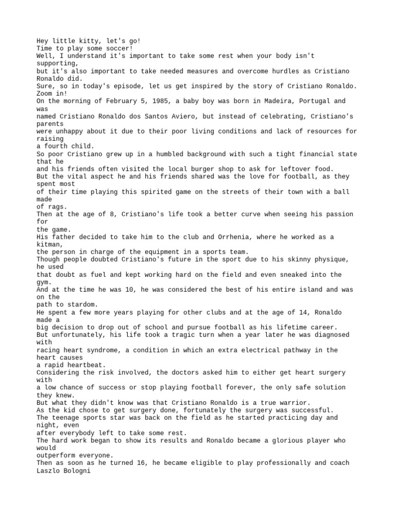 L1 Cristiano Ronaldo - The Life of A Football Legend - The DR Binocs Show - Peekaboo Kidz | PDF