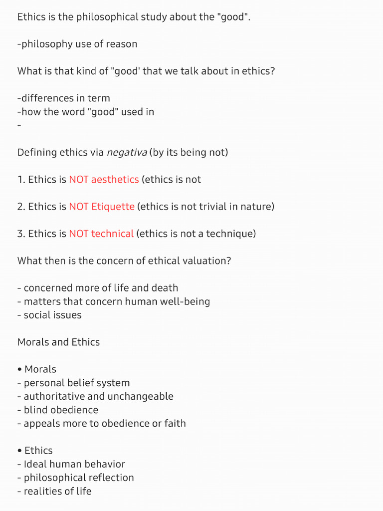 Ethics Notes | PDF