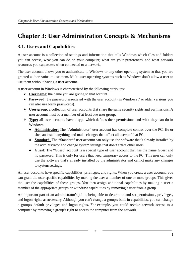 Chapter 3 - User Administration Concepts and Mechanisms | PDF | Windows Registry | Routing