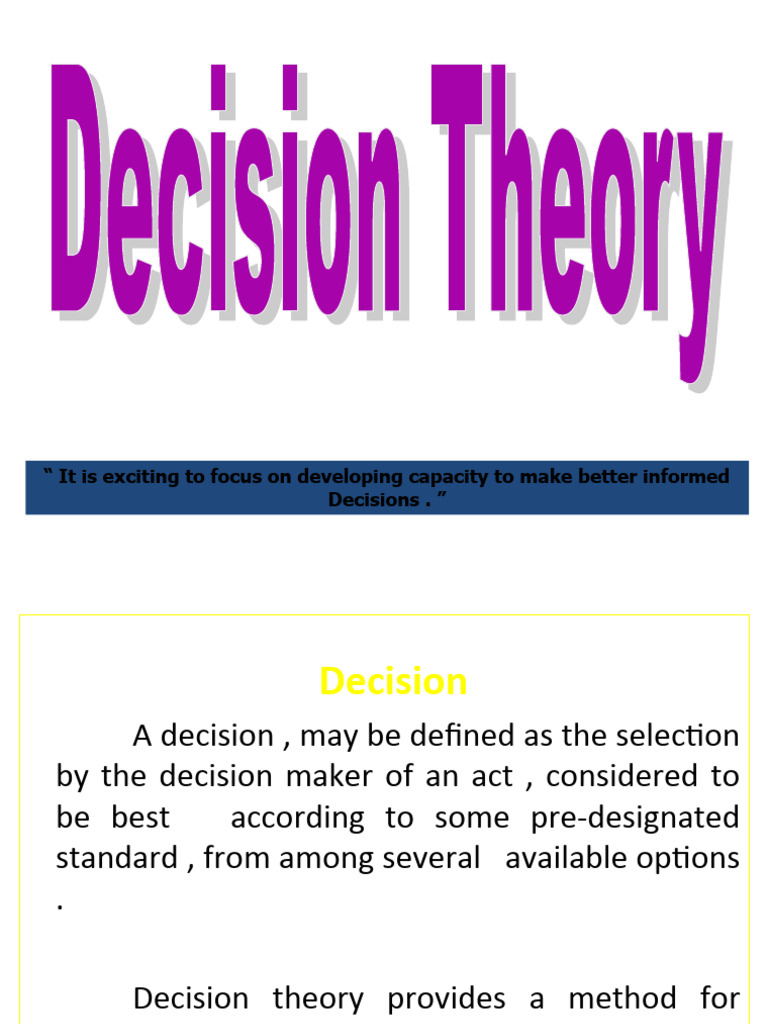 Decision Theory | PDF | Decision Making | Decision Theory