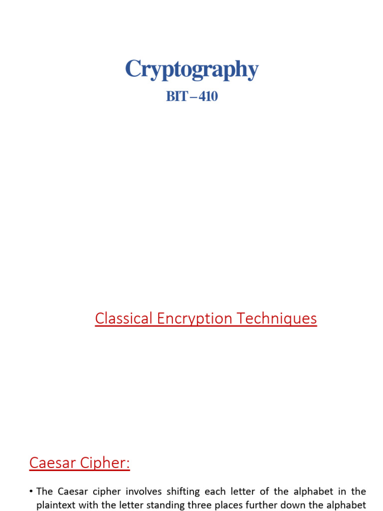 Lec-2 Classical Encryption Techniques | PDF | Cryptography | Secure Communication