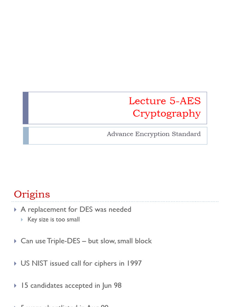 Lec-5 AES | PDF | Cyberwarfare | Security