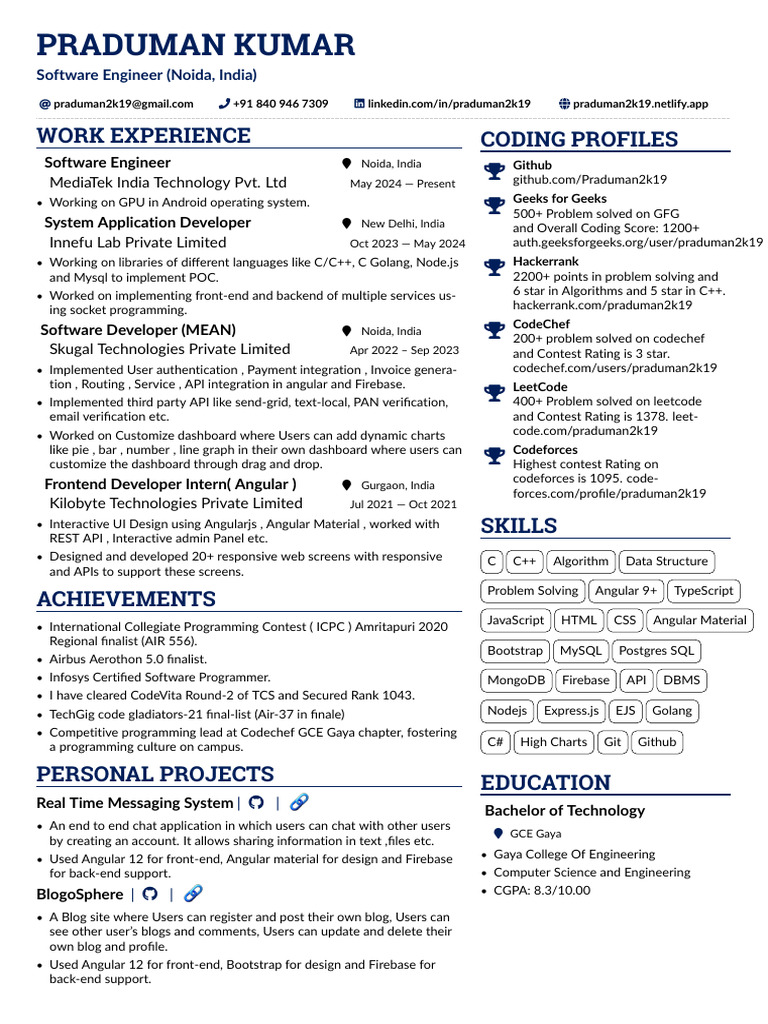 Praduman_Resume | PDF | Angular Js | Computing