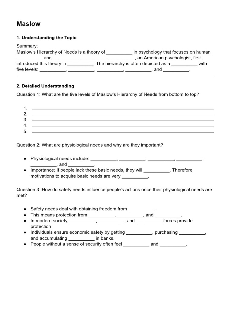 Maslow's Hierarchy of Needs - 240703 - 231111 | PDF | Psychology ...