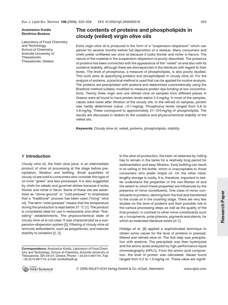 Koidis 2006 | PDF | Oil | Amino Acid