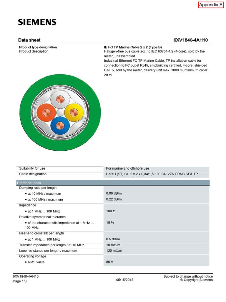 Appendix E - 6XV18404AH10_datasheet_en | PDF | Electrical Resistance And Conductance ...