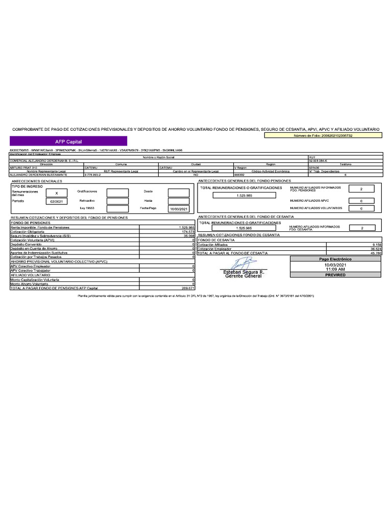 Planilla de Cotizaciones LT Febrero | PDF