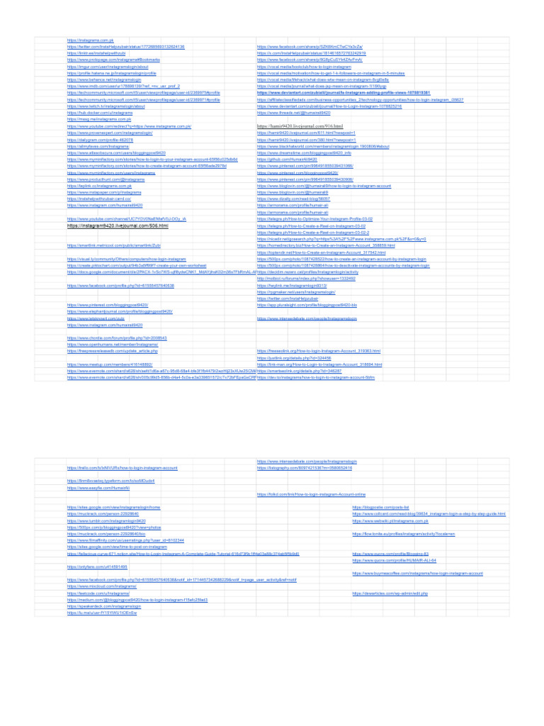 Instagram Login Final Backlink of Instagrams - Com.pk - Sheet1 | PDF