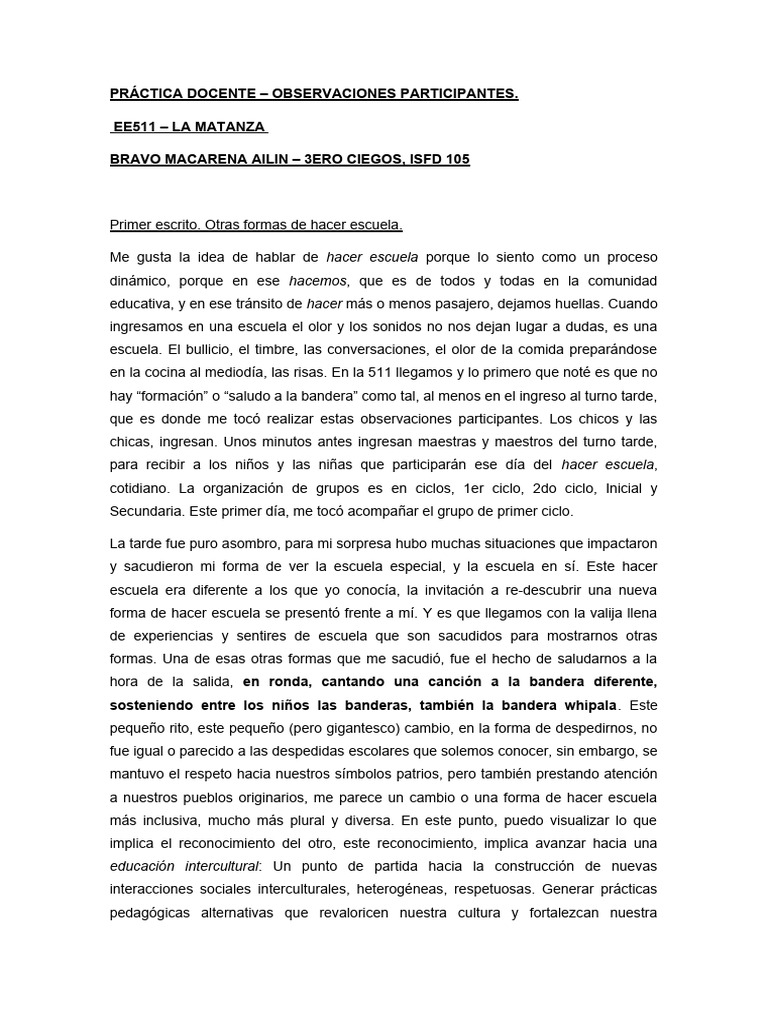 Práctica Docente 1 | PDF | Escuelas