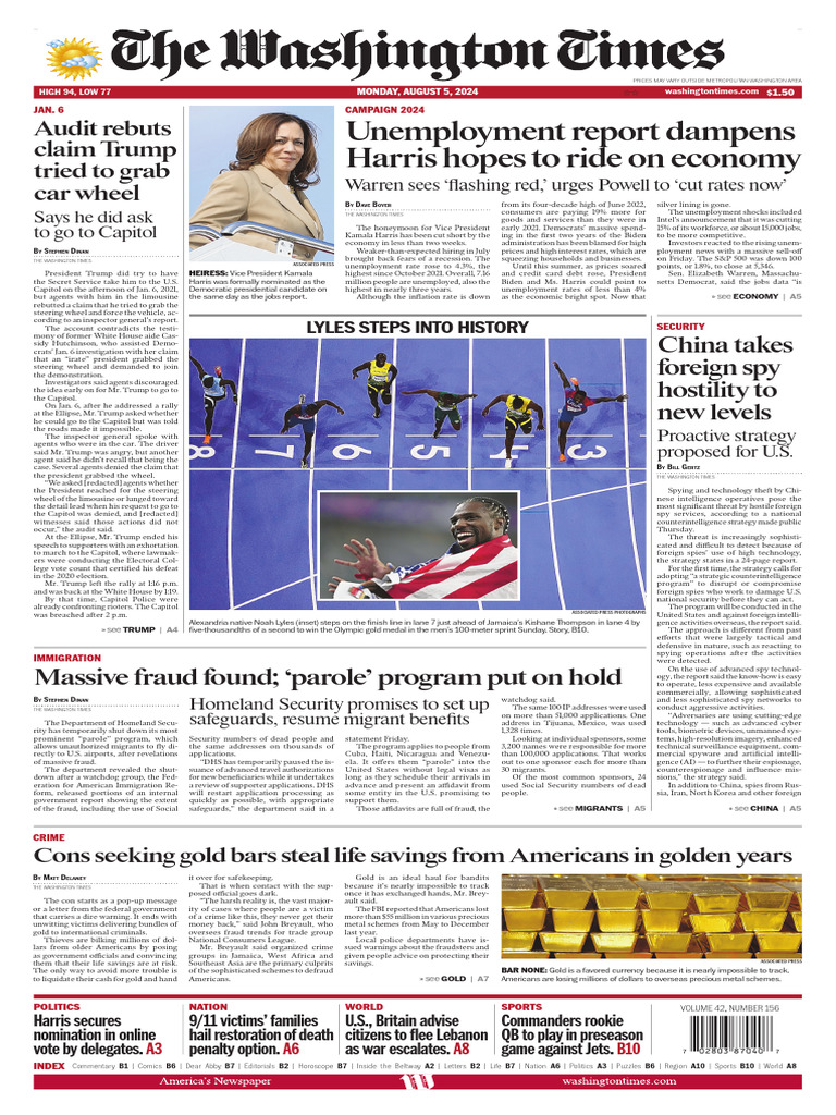 The Washington Times - August 5, 2024 | PDF | Donald Trump | American ...