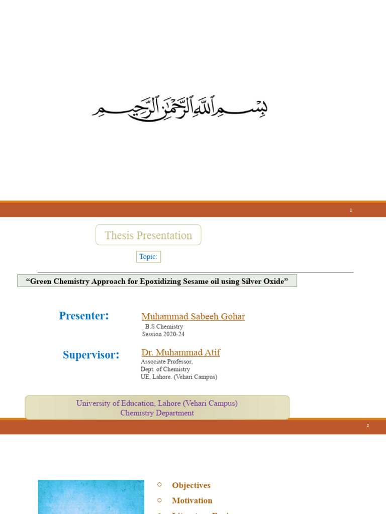 M. Sabeeh Gohar BS Thesis Presentation | PDF | Epoxy | Hydrogen Peroxide