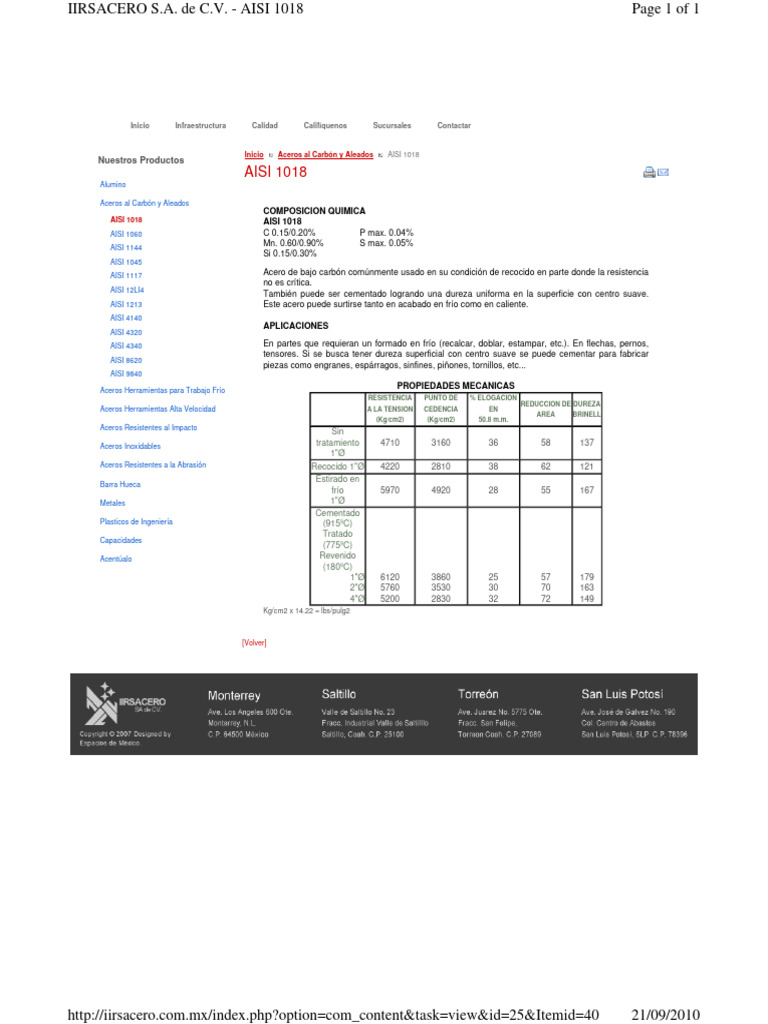 Composición y Usos del Acero AISI 1018 | PDF | Acero | Materiales de construcción