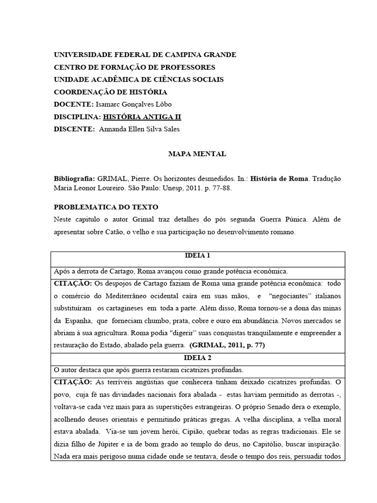 História Antiga II - Mapa Mental 14 | PDF | Cartago | Cartago antigo