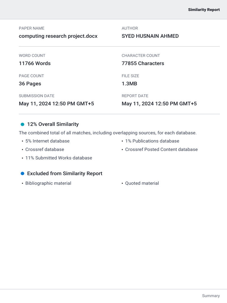 Computing Research Project | PDF | Methodology | Data Analysis