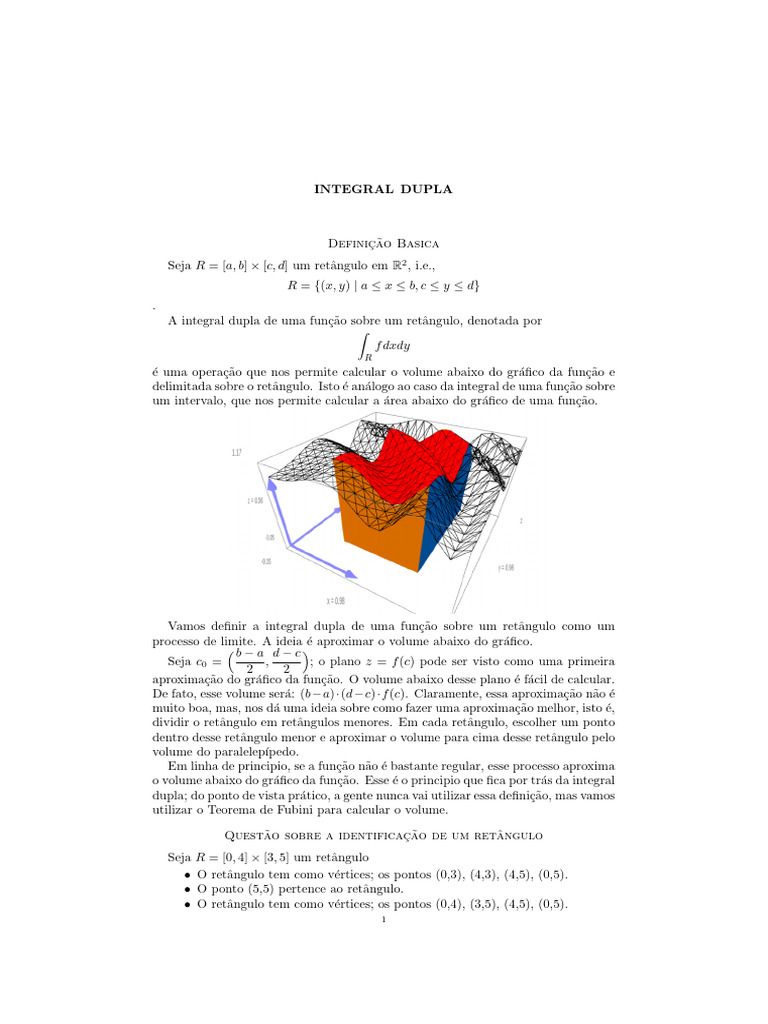 Integral Dupla: Definição e Teorema de Fubini | PDF | Integrante ...