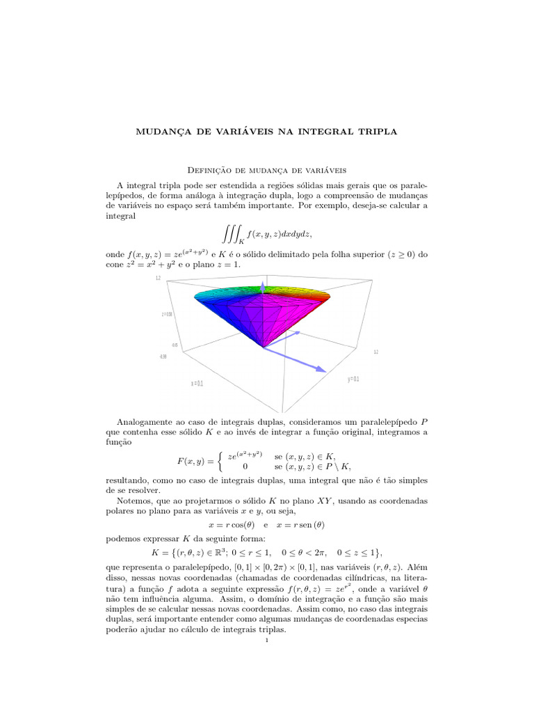05 Mudança de Variáveis Na Integral Tripla | PDF | Integrante | Analise ...