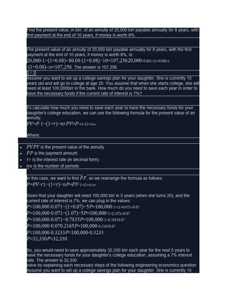 Assignment Engineering Economics | PDF | Net Present Value | Present Value