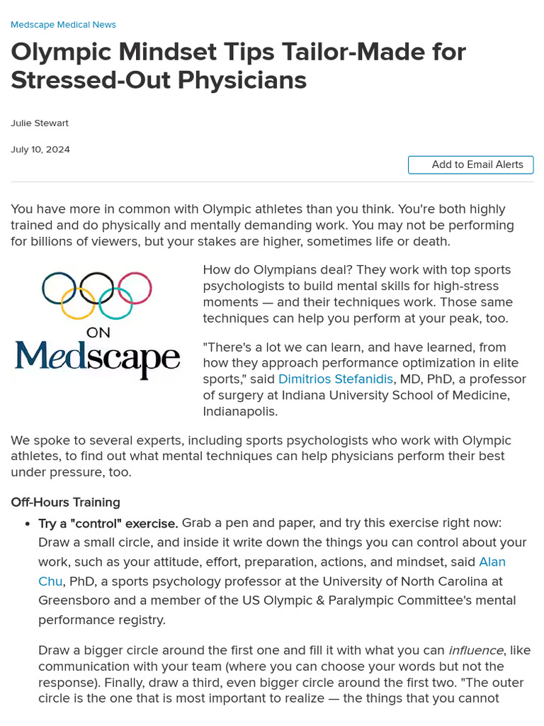 Olympic Mindset Tips Tailor-Made For Stressed-Out Physicians | PDF | Mind | Psychology