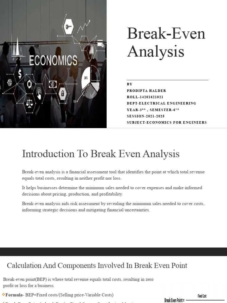 Break Even Analysis For Engineers Pdf Business Economics Economics