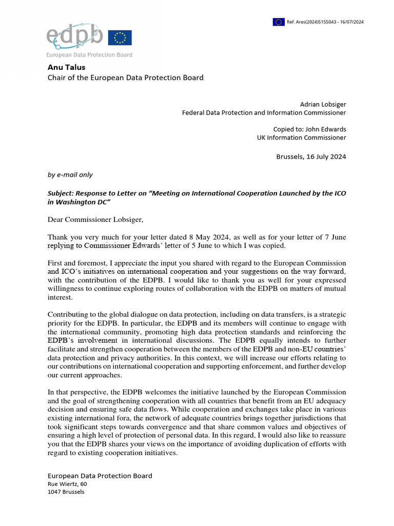 Edpb - Letter 20240722 - Reply To Fdpic On Eu and Ico Intiaitves - en ...