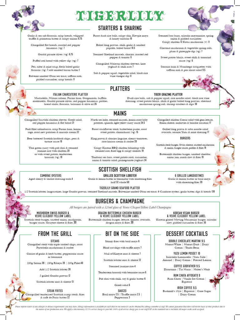 Tigerlily Dine Out Main Menu July24 Evening 1 | PDF | Hamburgers ...