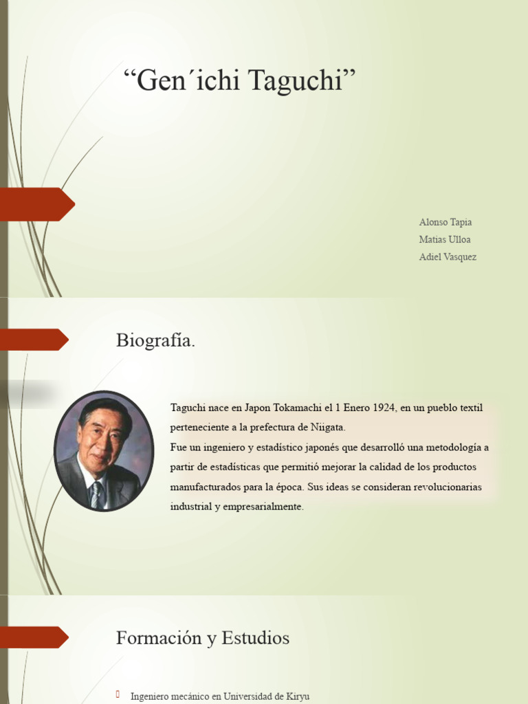 Genichi Taguchi: Innovador en Calidad | PDF