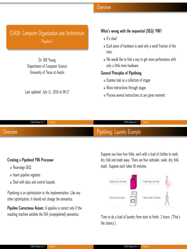 Slides14 Pipeline1 4up | PDF | Central Processing Unit | Computing