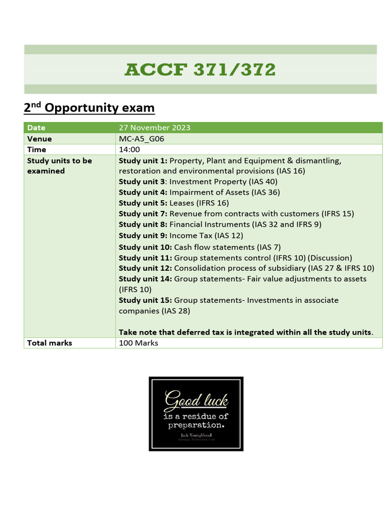 Accf 372 2nd Opportunity Exam | PDF | Finance & Money Management