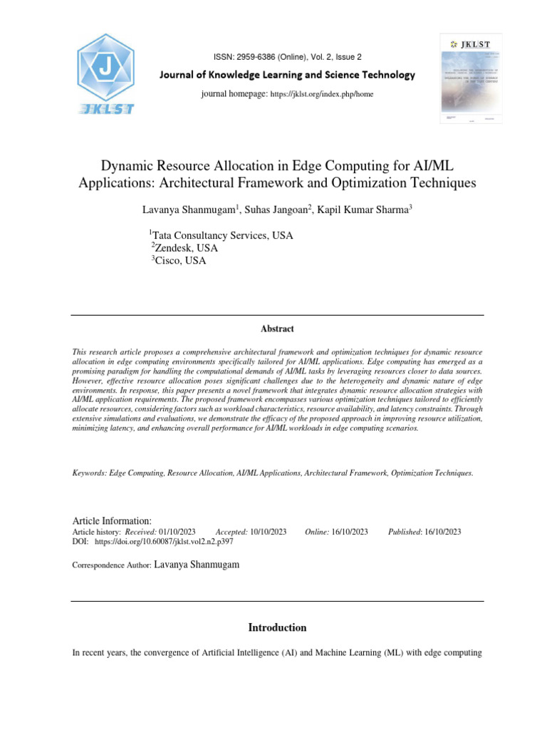 Dynamic Resource Allocation for AI/ML Edge Computing | PDF | Cloud ...