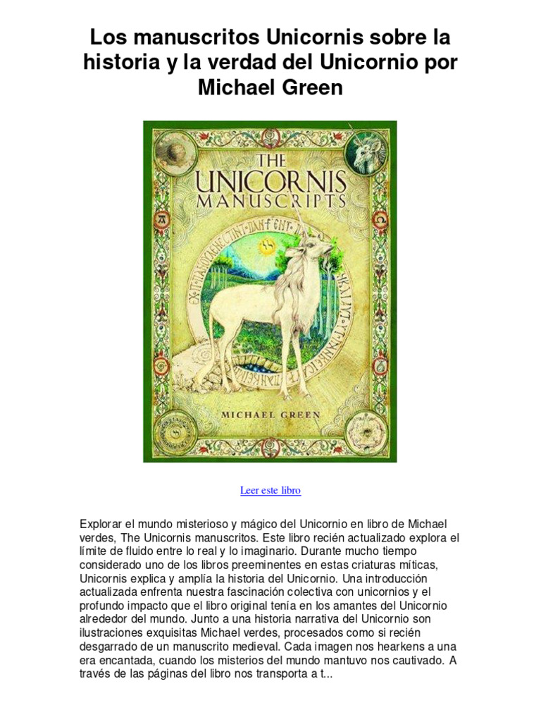 Los Manuscritos Unicornis Sobre La Historia y La Verdad Del Unicornio ...
