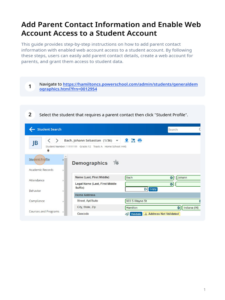 Add Parent Contact Informationand Enable Web Account Accesstoa Student ...