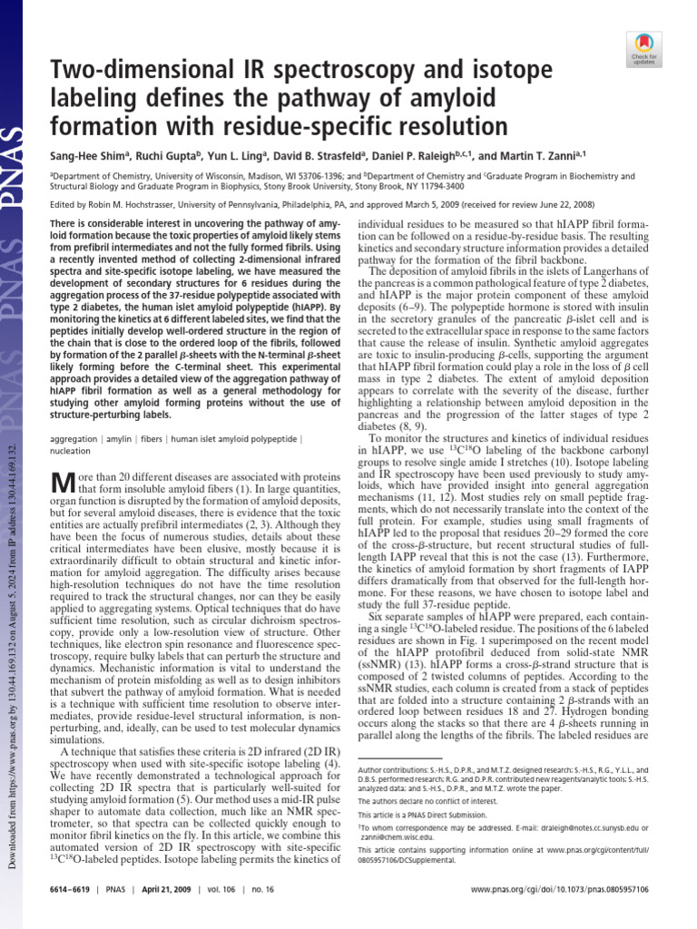 Shim Et Al 2009 Two Dimensional Ir Spectroscopy and Isotope Labeling ...