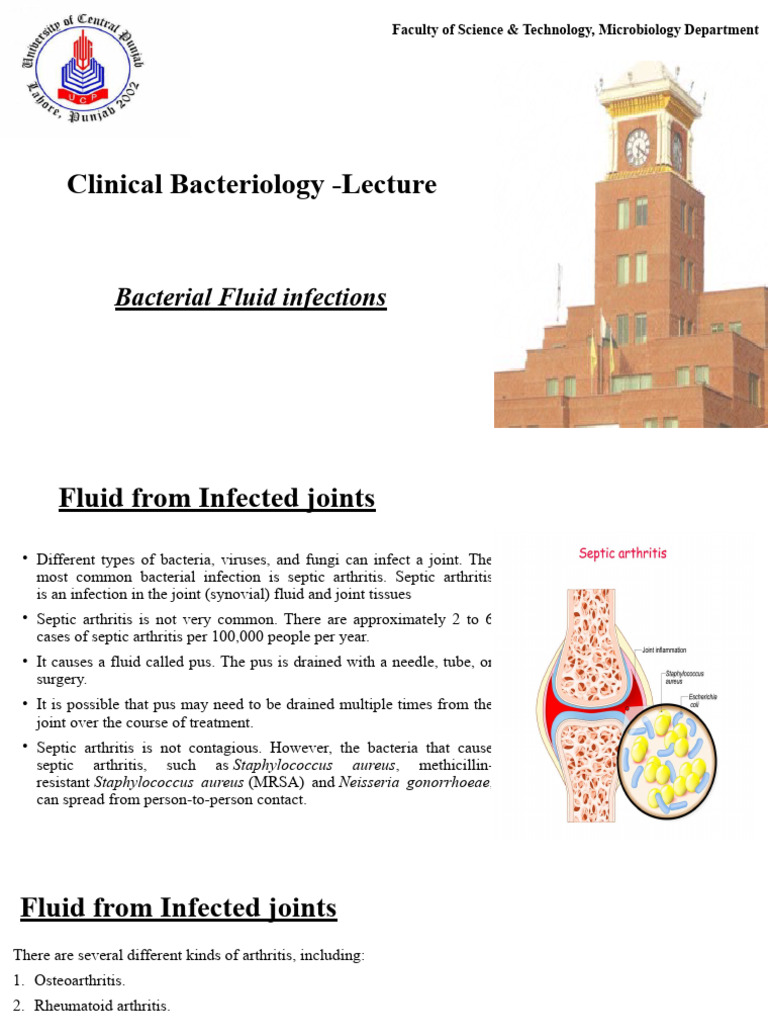 Joint and Fluid Infections | PDF | Arthritis | Diseases And Disorders