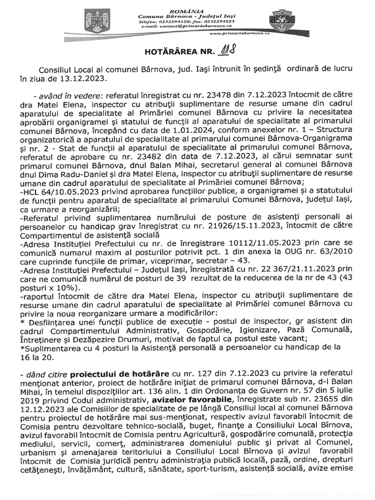 Organigrama Si Stat de Functii 1.01.2024 | PDF