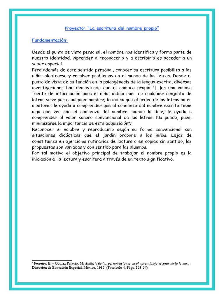 Proyectto Escribir El Nombre Propio Sol 2015 | PDF | Aprendizaje ...
