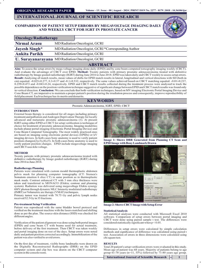 Comparison of Patient Setup Errors by Megavoltage Imaging Daily and ...