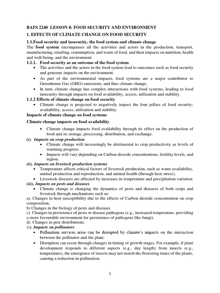 Food Security and Environment | PDF | Climate Change Mitigation ...