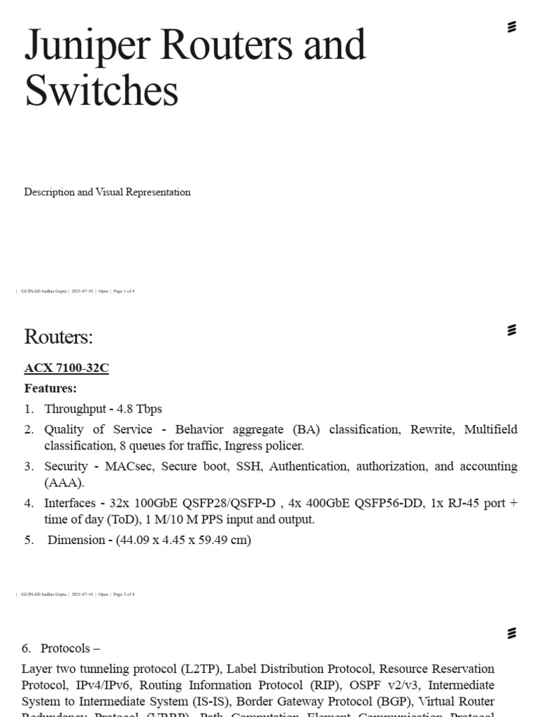Juniper Routers and Switches | PDF | Communications Protocols | Computer Science