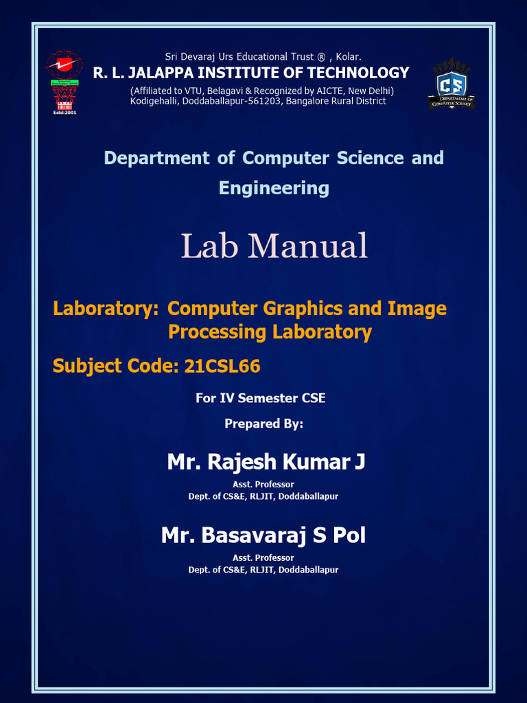 CG & IP Lab Manual-21CSL66 | PDF | Engineering | 3 D Computer Graphics