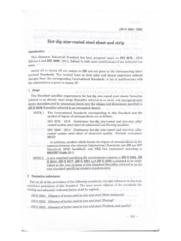 Jis G 3302 - 2022 | PDF
