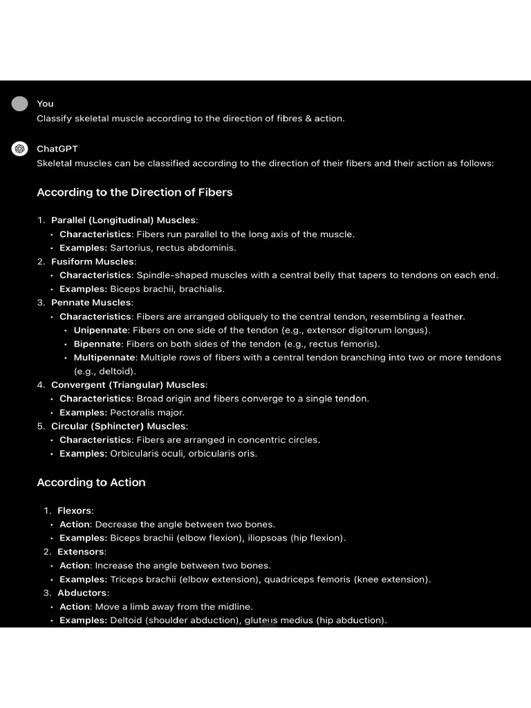 Classification of Skeleton Muscle | PDF