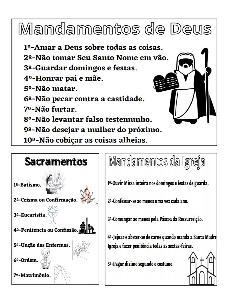 mandamentos da igreja e 10 mandamentos | PDF